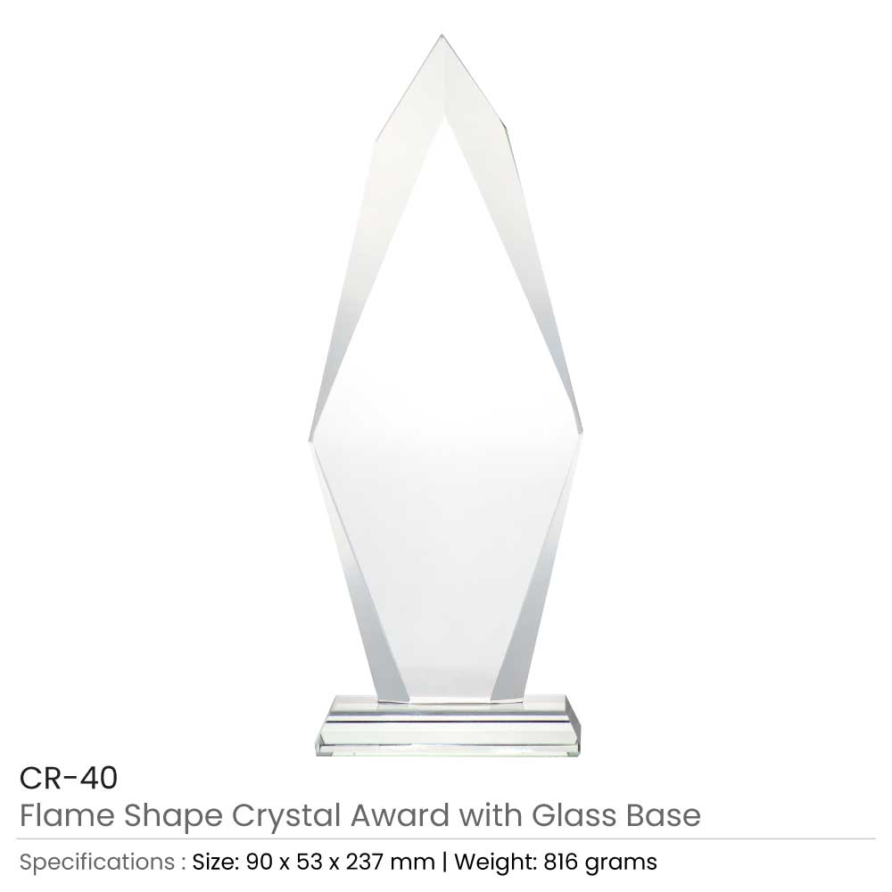 Flame Shaped Crystal Awards – Promotional Gifts Suppliers