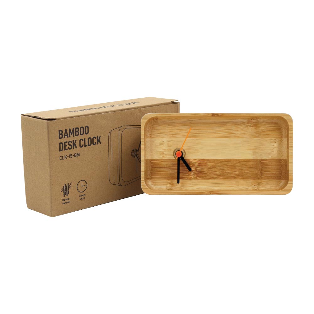 Rectangular Bamboo Desk Clock – Promotional Gifts Suppliers
