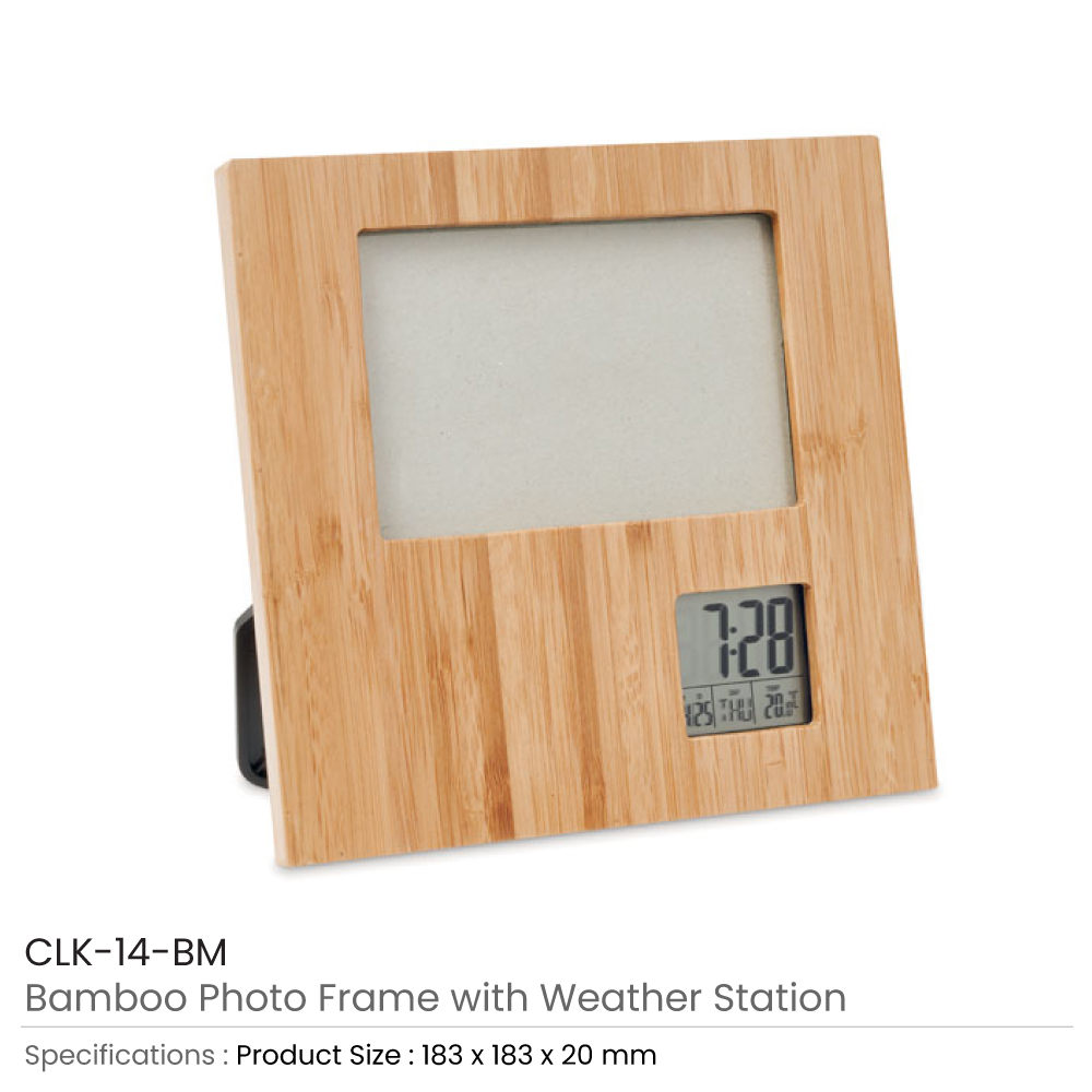 Bamboo Photo Frame with Digital Clock – Promotional Gifts Suppliers