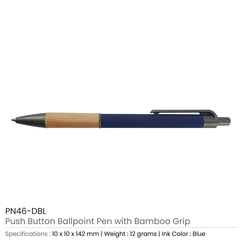 Push Button Ballpoint Pens with Bamboo Grip – Promotional Gifts Suppliers